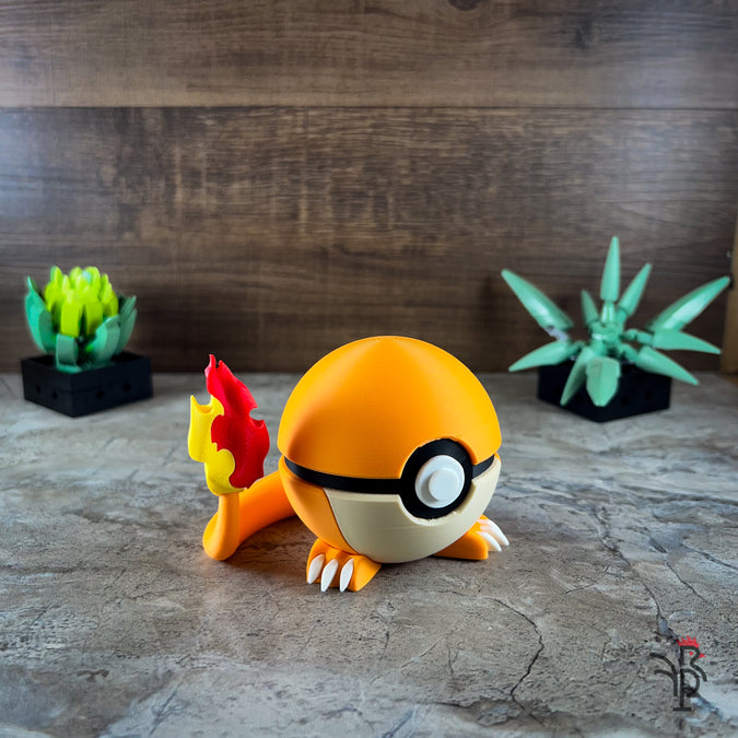 #0004 - Charmander Inspired Monster Ball – Rooster Print Farm